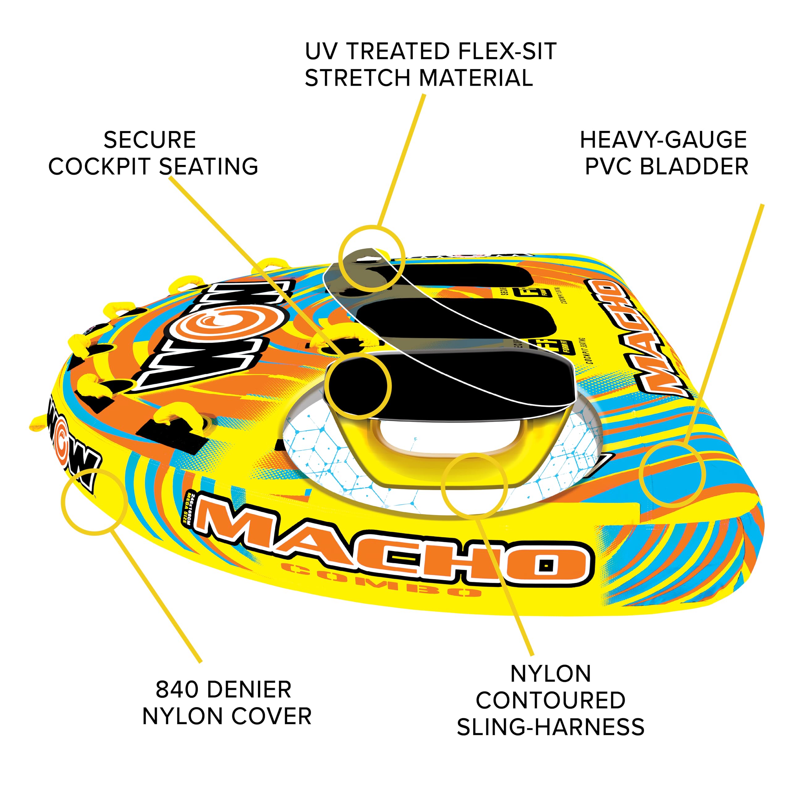 Snapklik.com : Macho Combo Towable Tube - 1-3 Person - 510 Lb Capacity ...