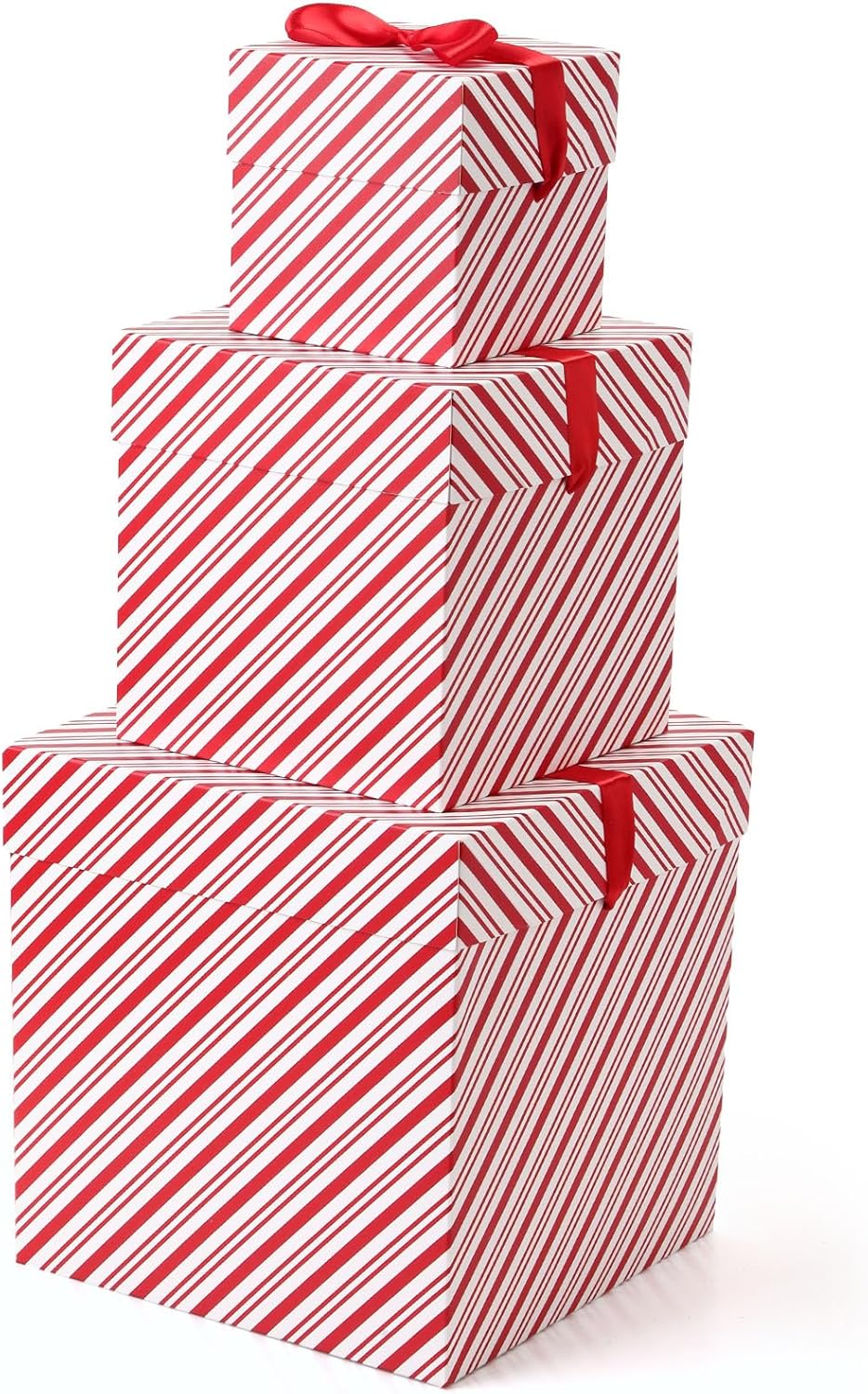 Amazon.com: TecUnite 3 Pcs Christmas Nesting Gift Boxes Candy Cane ...