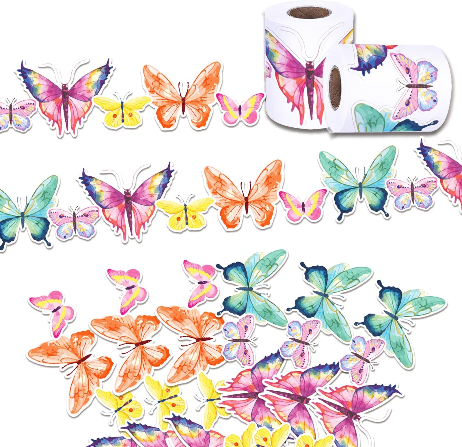 Amazon.com: 67.9Ft Butterfly Bulletin Board Borders Sticker Watercolour ...