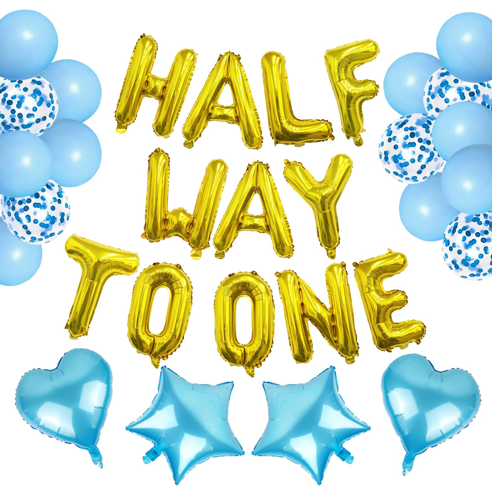 Amazon.com: 1/2 Birthday Boy Decorations Half Birthday Decorations Half ...