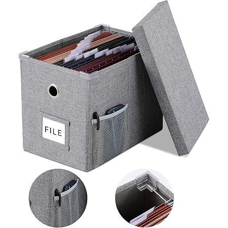 Amazon.com: Linen File Boxes 1-Pack with Metal Sliding Rail For Letter ...