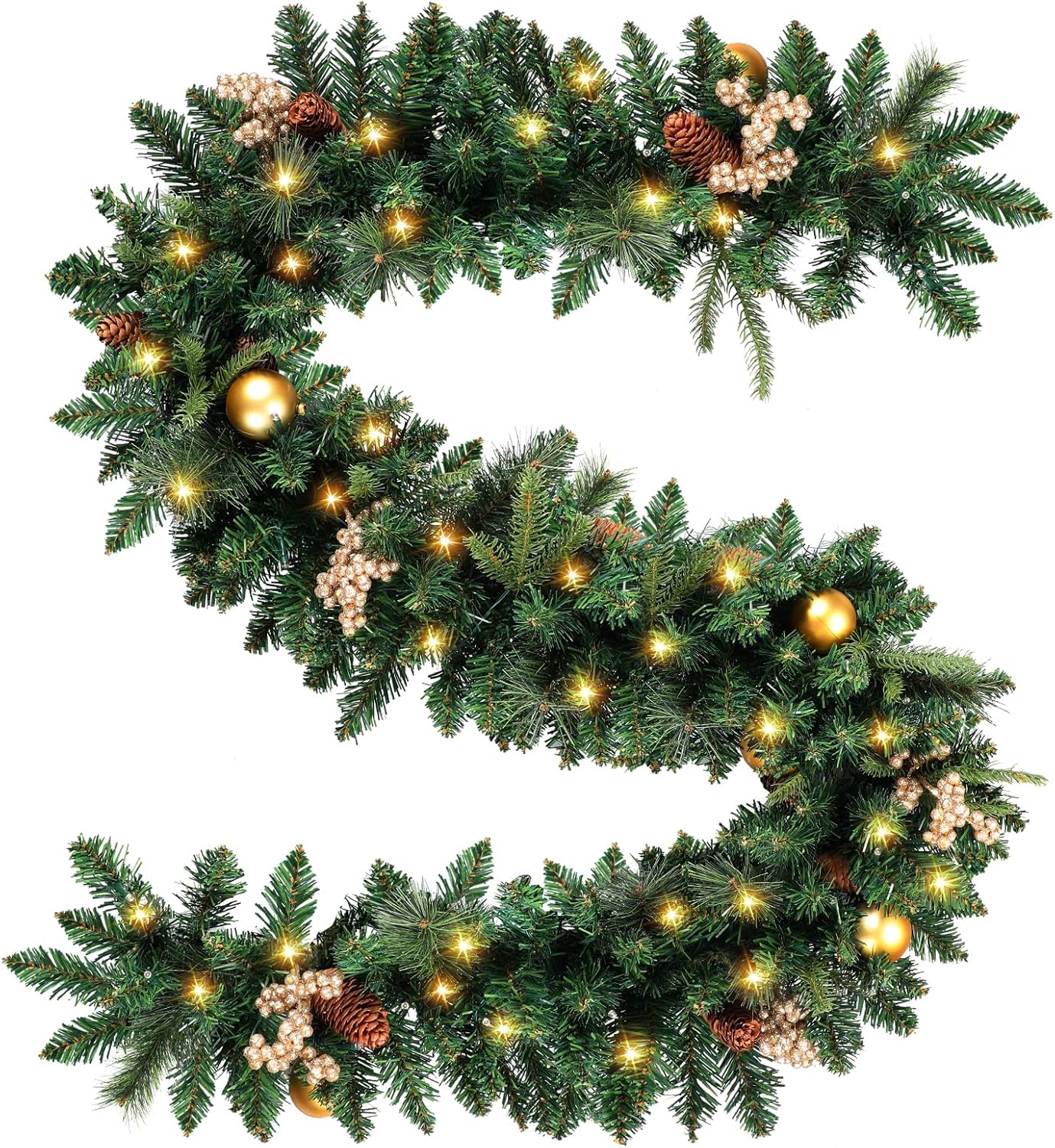 Amazon.com: 9 ft Christmas Garland, VELOMA Pre-lit Garland with 50 Warm ...