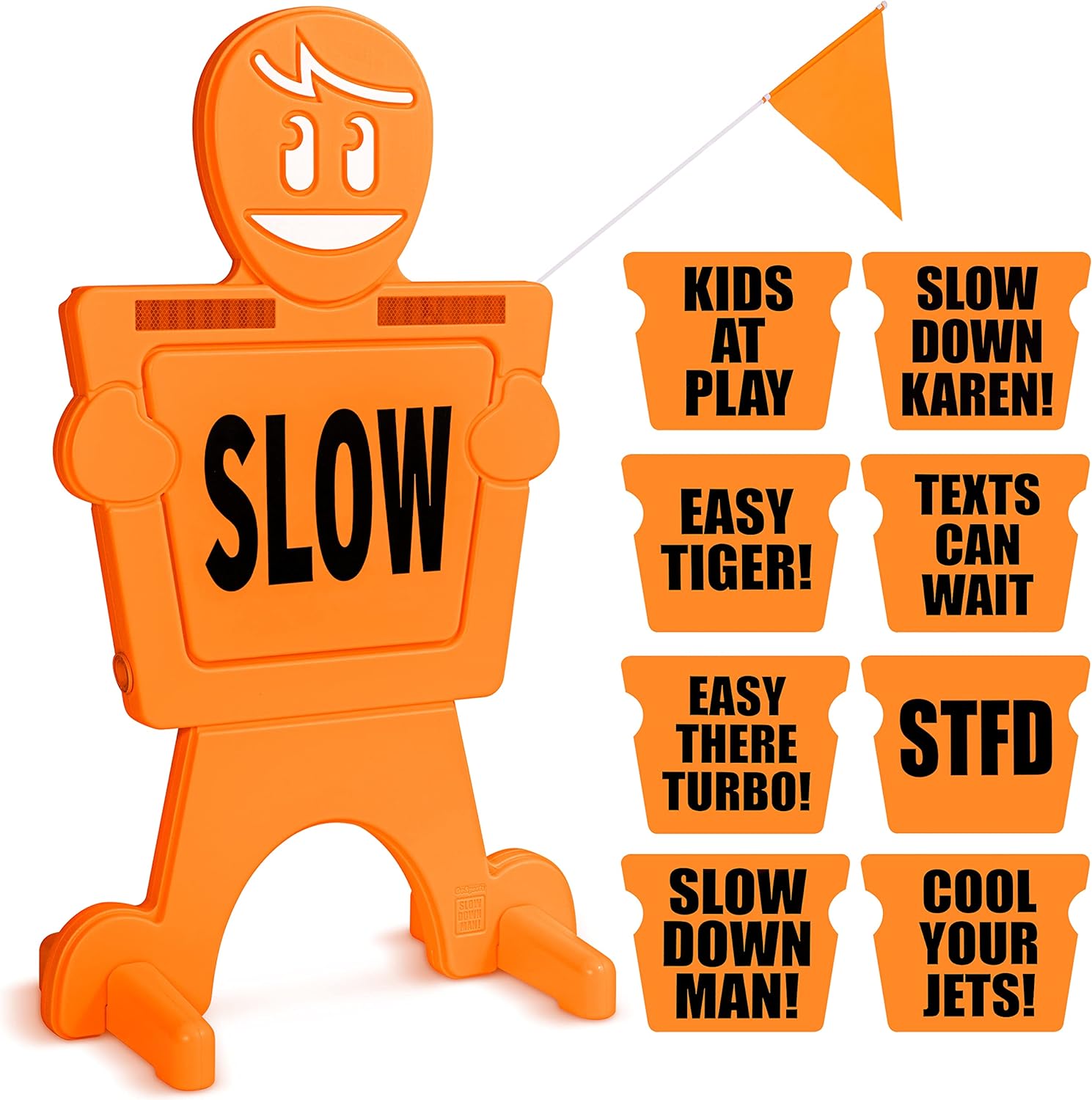 Amazon.com: GoSports Slow Down Man! Street Safety Sign - 3 ft High ...