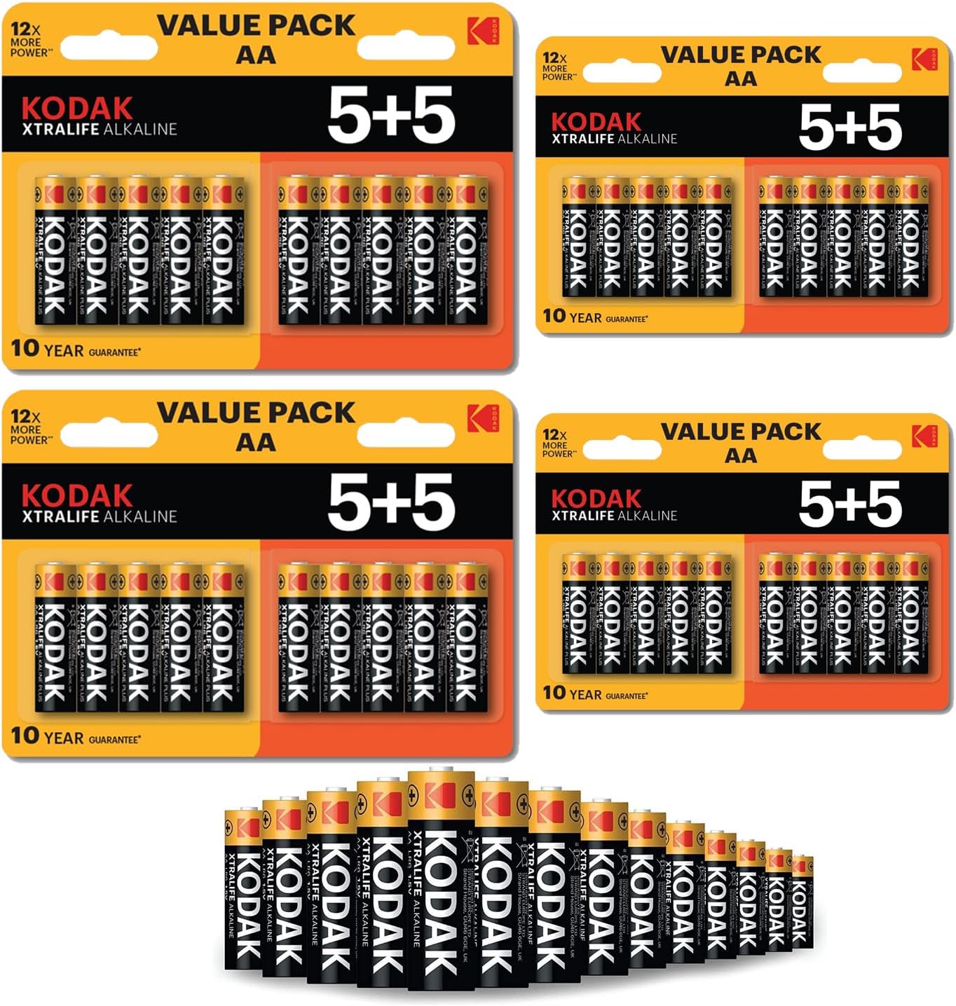 KODA'K AA + AAA Batteries 40 Pack - With 10 Years Shelf Life - Long ...