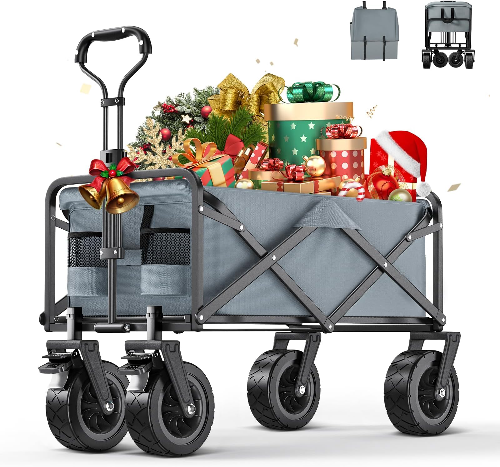 Taphnw Folding Camping Trolley 100L Festival Trolley with Adjustable ...