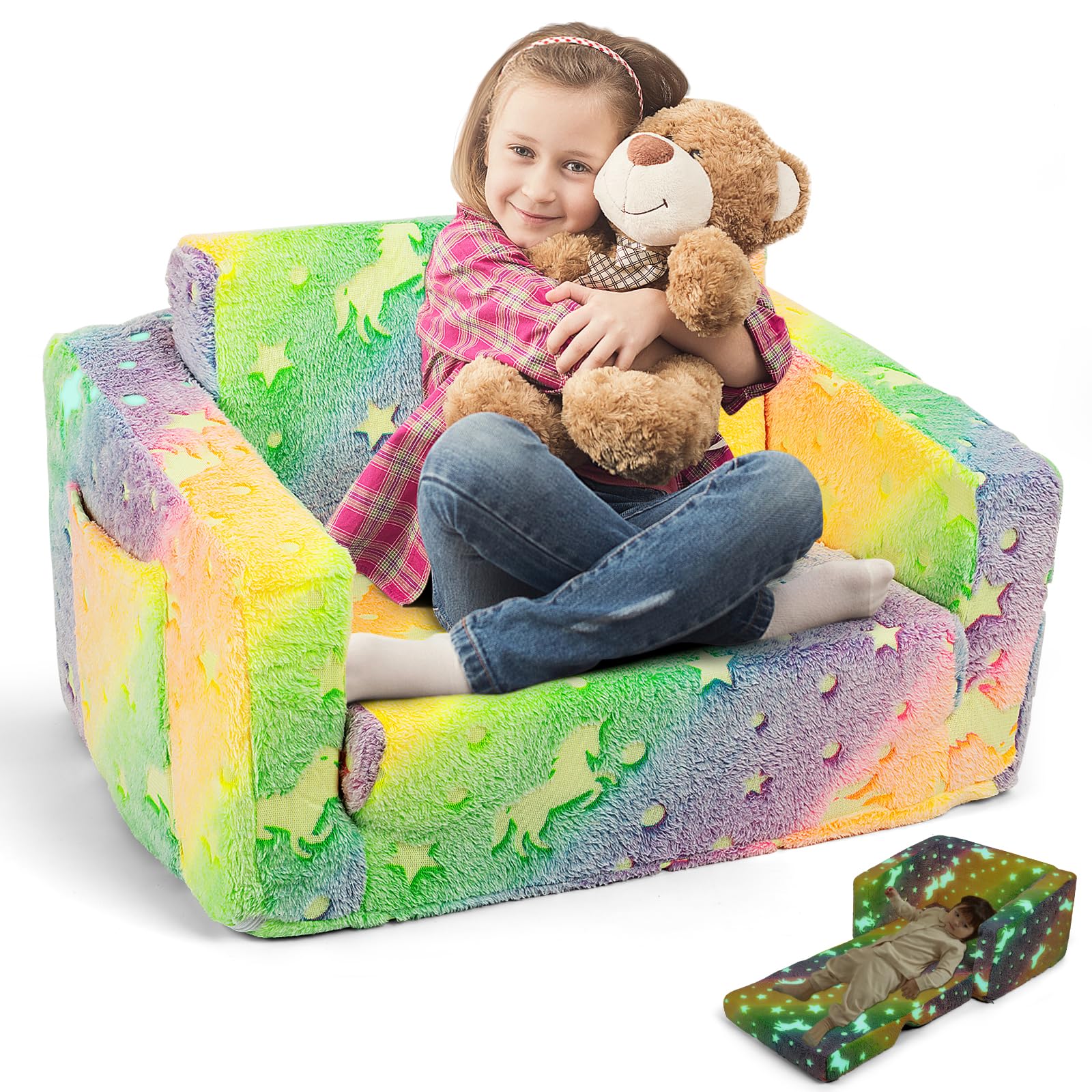 Amazon.com: Fccabin Toddler Sofa, Kids Couch, Fold Out Flip Out Sofa ...