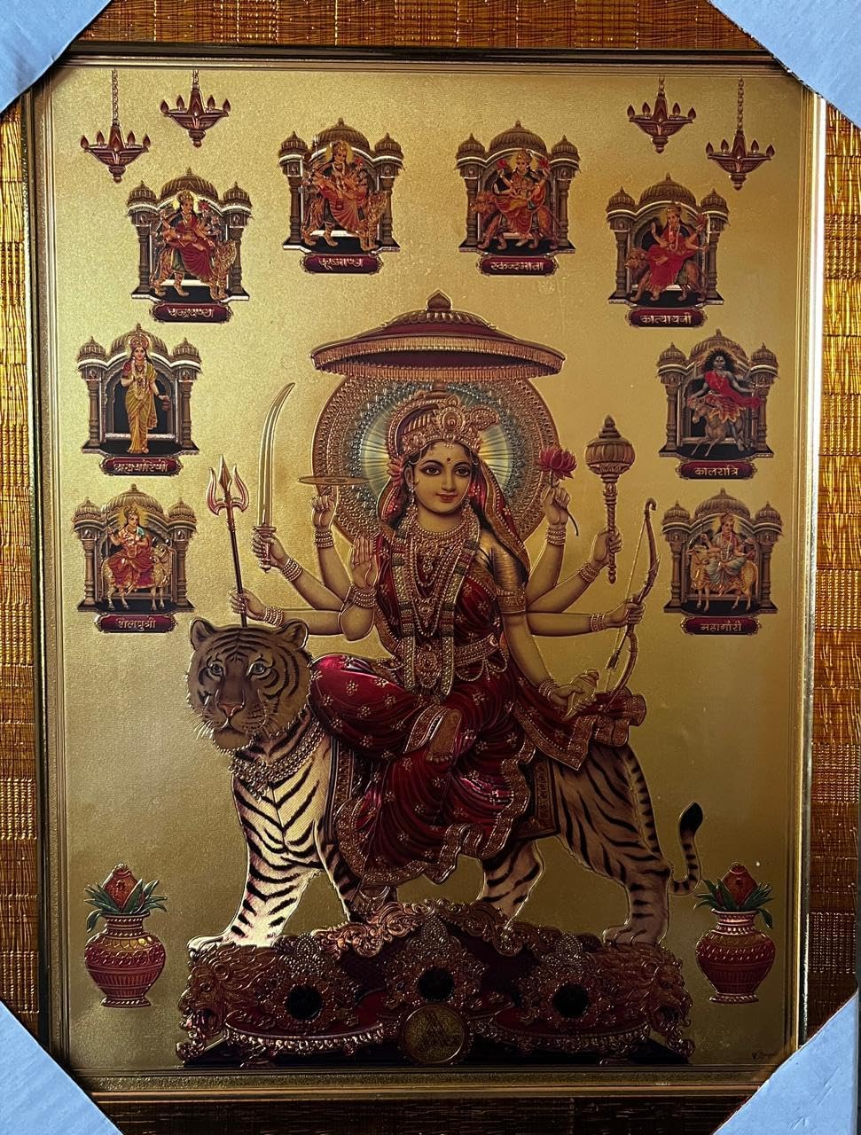 DURGA MAA Ji PHOTO FRAME WITH 9 DEVI DURGA MAA PHOTO FRAME FOR POOJAN ...