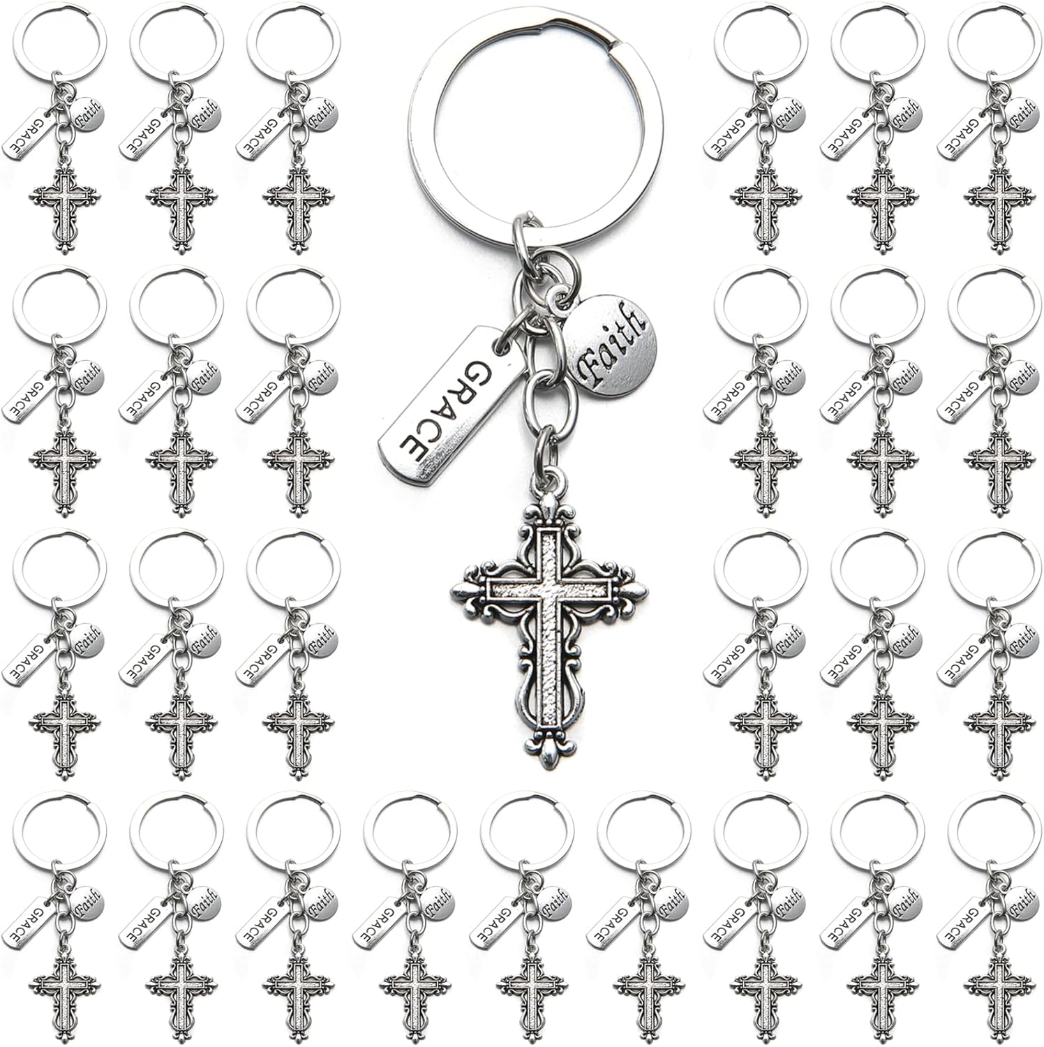 Amazon.com: PHAETON 20PCS Cross Key Chains Jesus Cross Faith and Grace ...