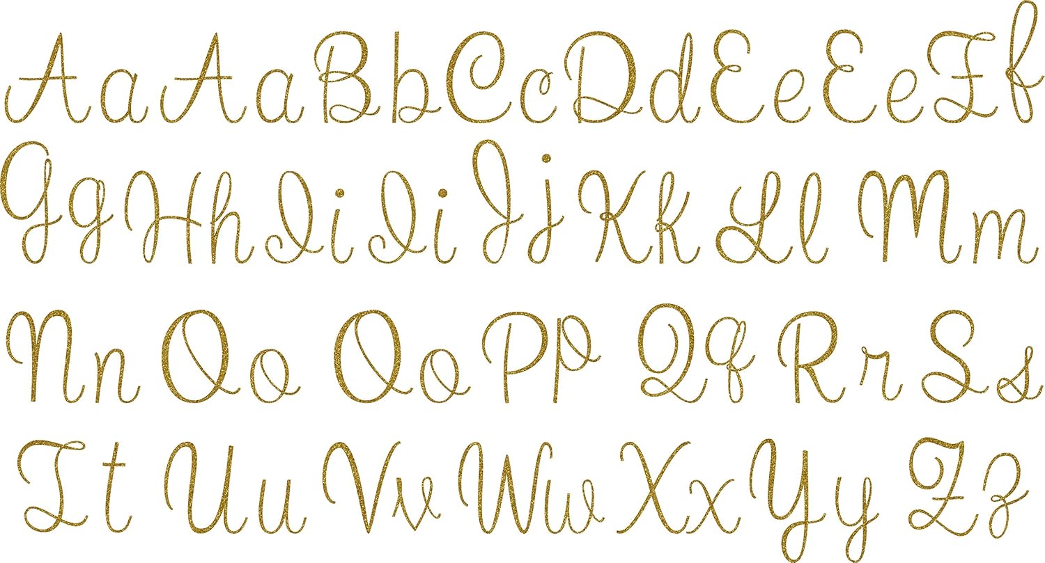 Amazon.com: SEC Apparel Cursive Iron On Letters, 1.5 Inch Uppercase and ...