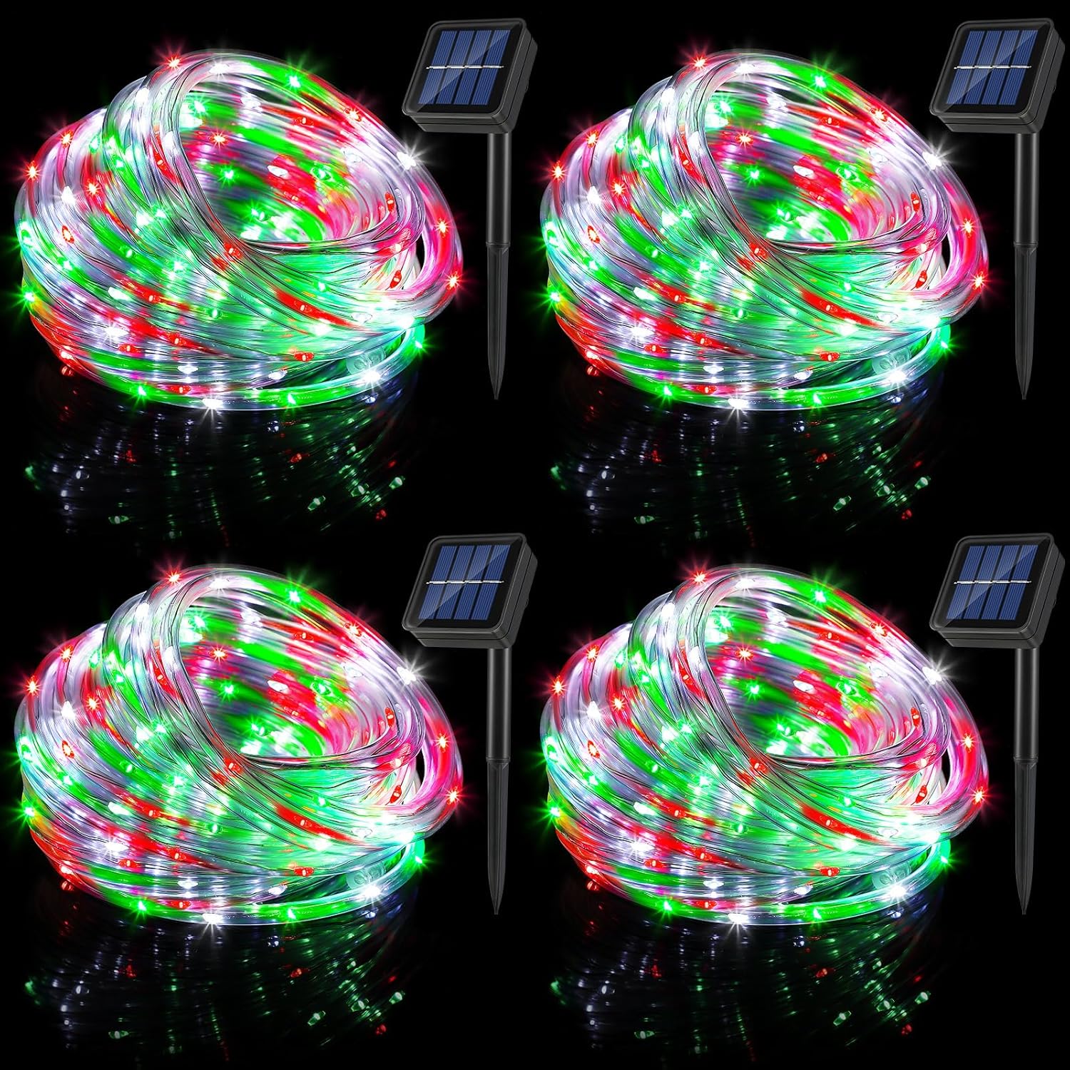 Solar Christmas Rope Lights Outdoor, 33 ft 100 LED 8 Modes Solar String ...