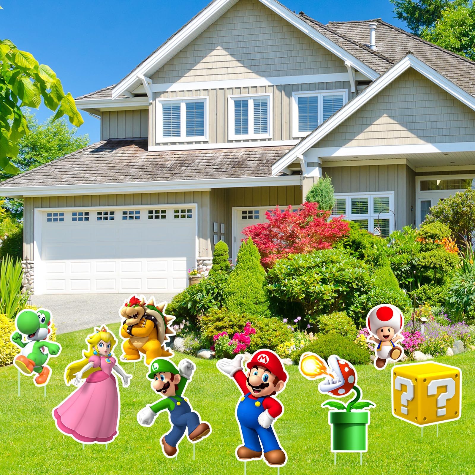 Amazon.com : Mario Birthday Party Supplies, 8pcs Mario Yard Signs With ...