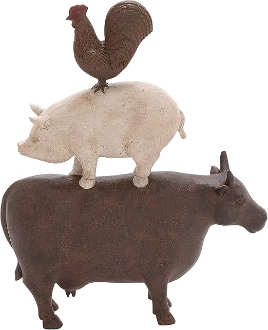 Amazon.com: Deco 79 Polystone Farm Animals Stacked Sculpture, 10" x 3 ...