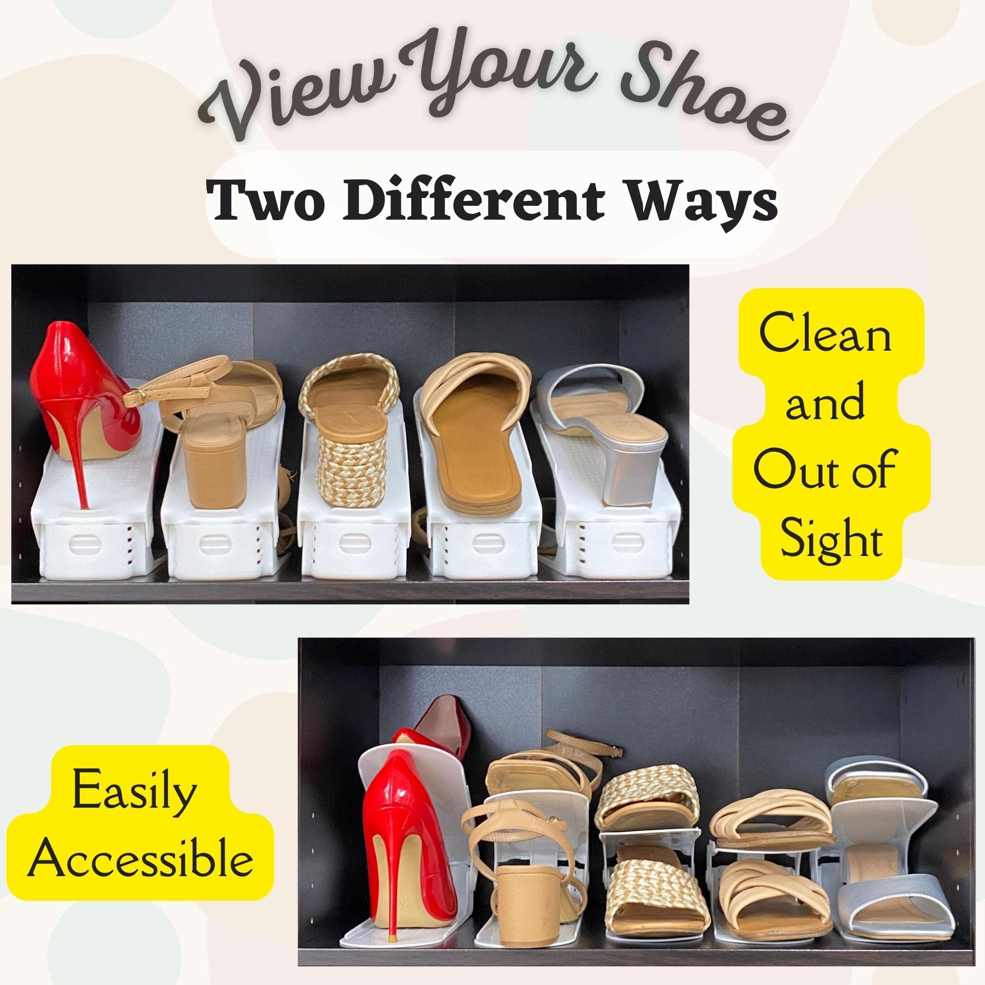 Adjustable Shoe Stackers [20PK] - Dorm Organization - Double Deck Shoe ...