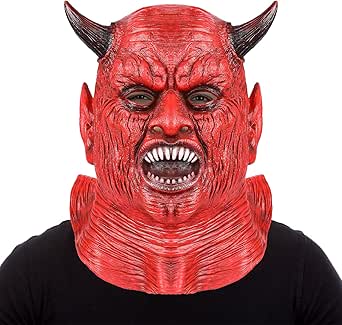 Amazon.com: Scary Devil Mask Demon Face Mask Realistic Red Ghost Mask ...