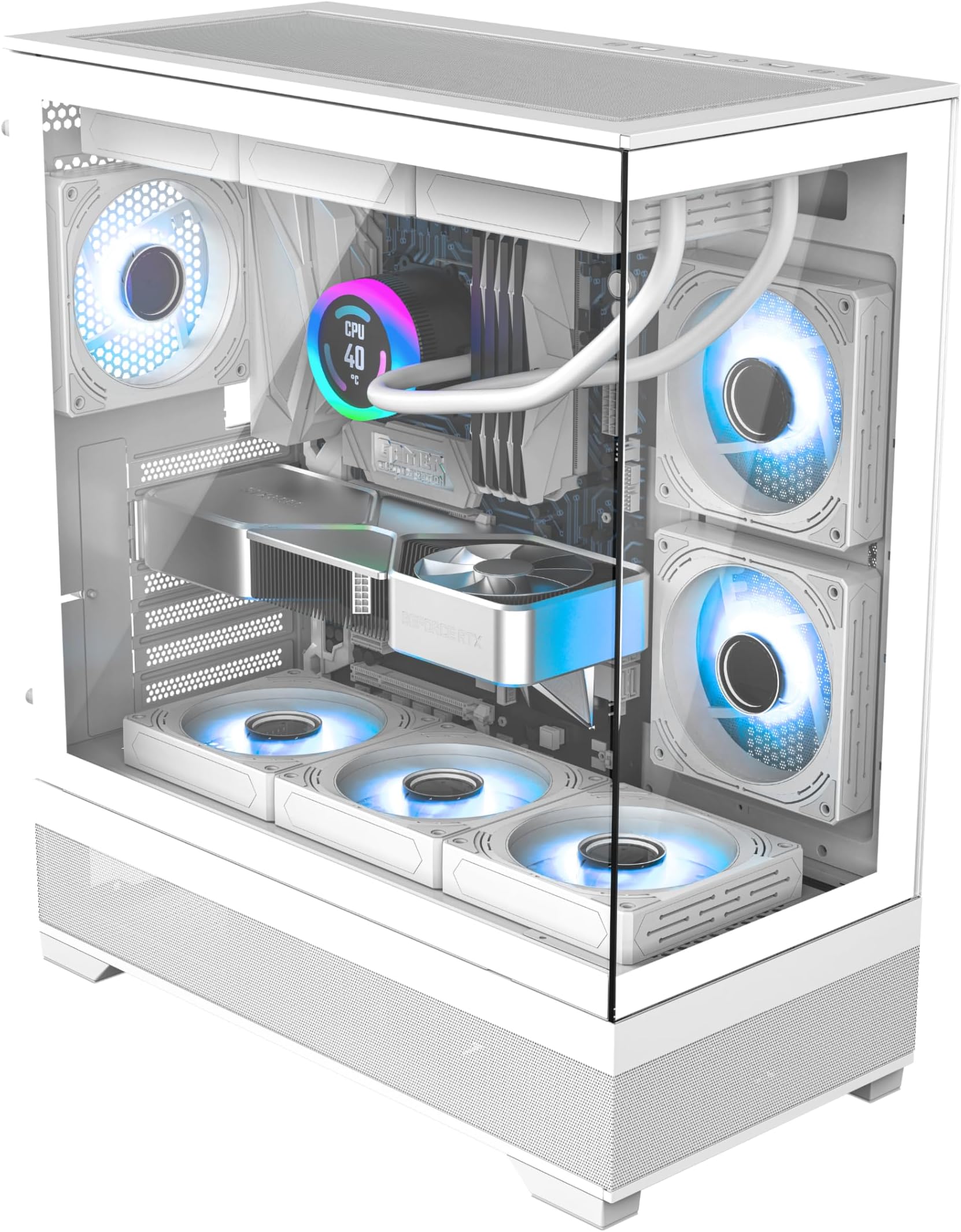 Amazon.com: Power Train White ATX PC case, 3 RGB Fans Pre-Installed ...