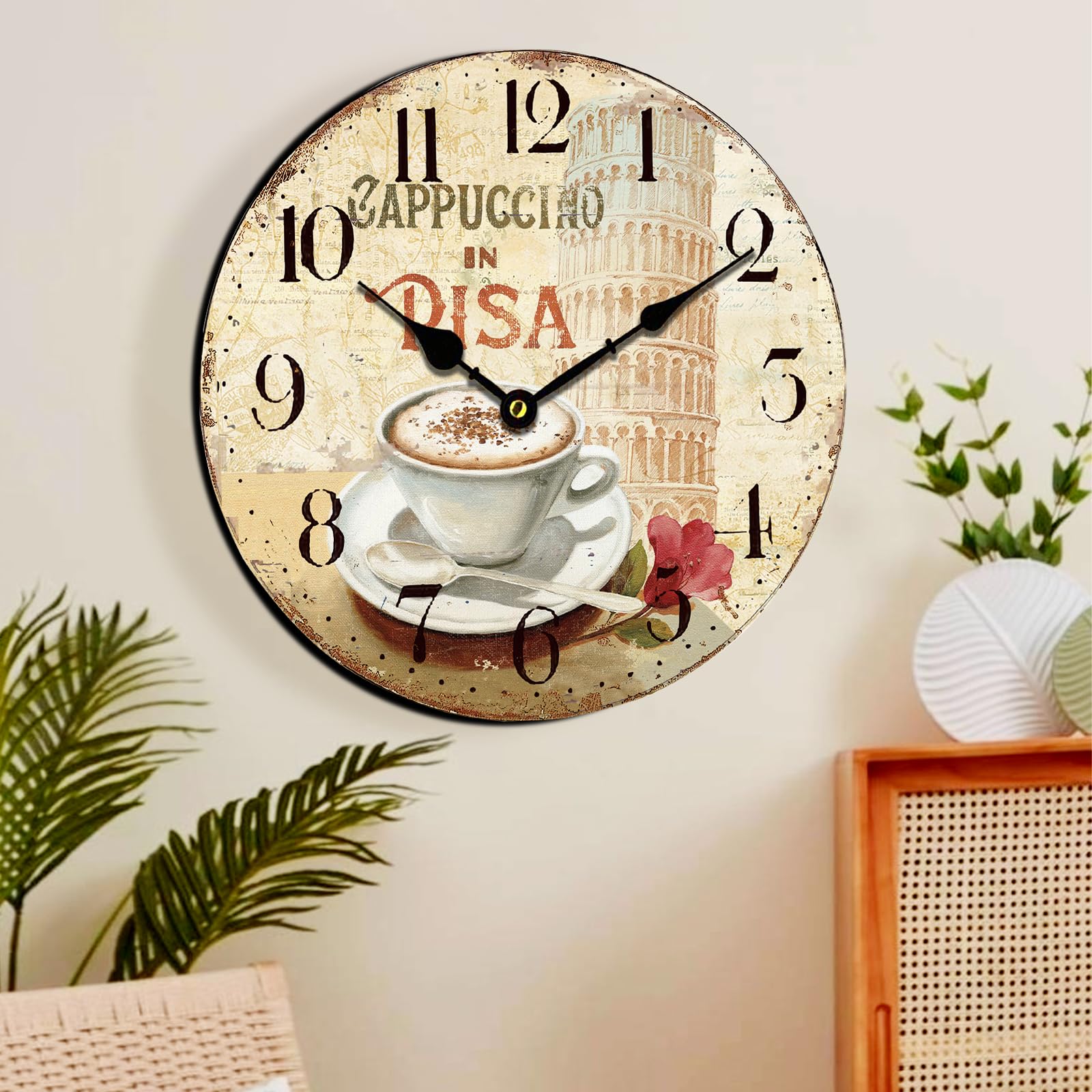 Amazon.com: HQF Italian Wall Clock,16" Silent Wall Clocks Coffee ...