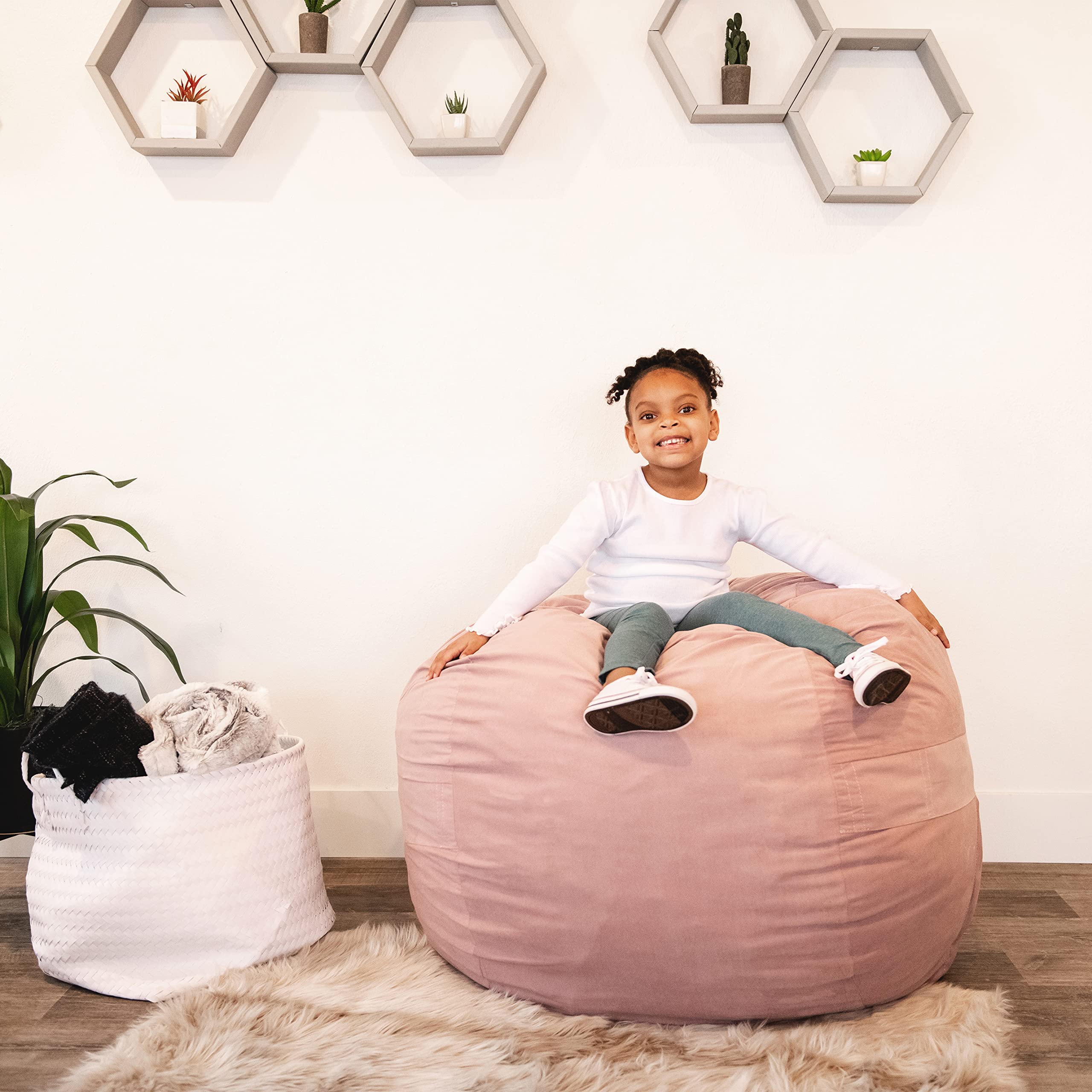 Big Joe Fuf Medium Foam Filled Bean Bag Chair with Removable Cover ...