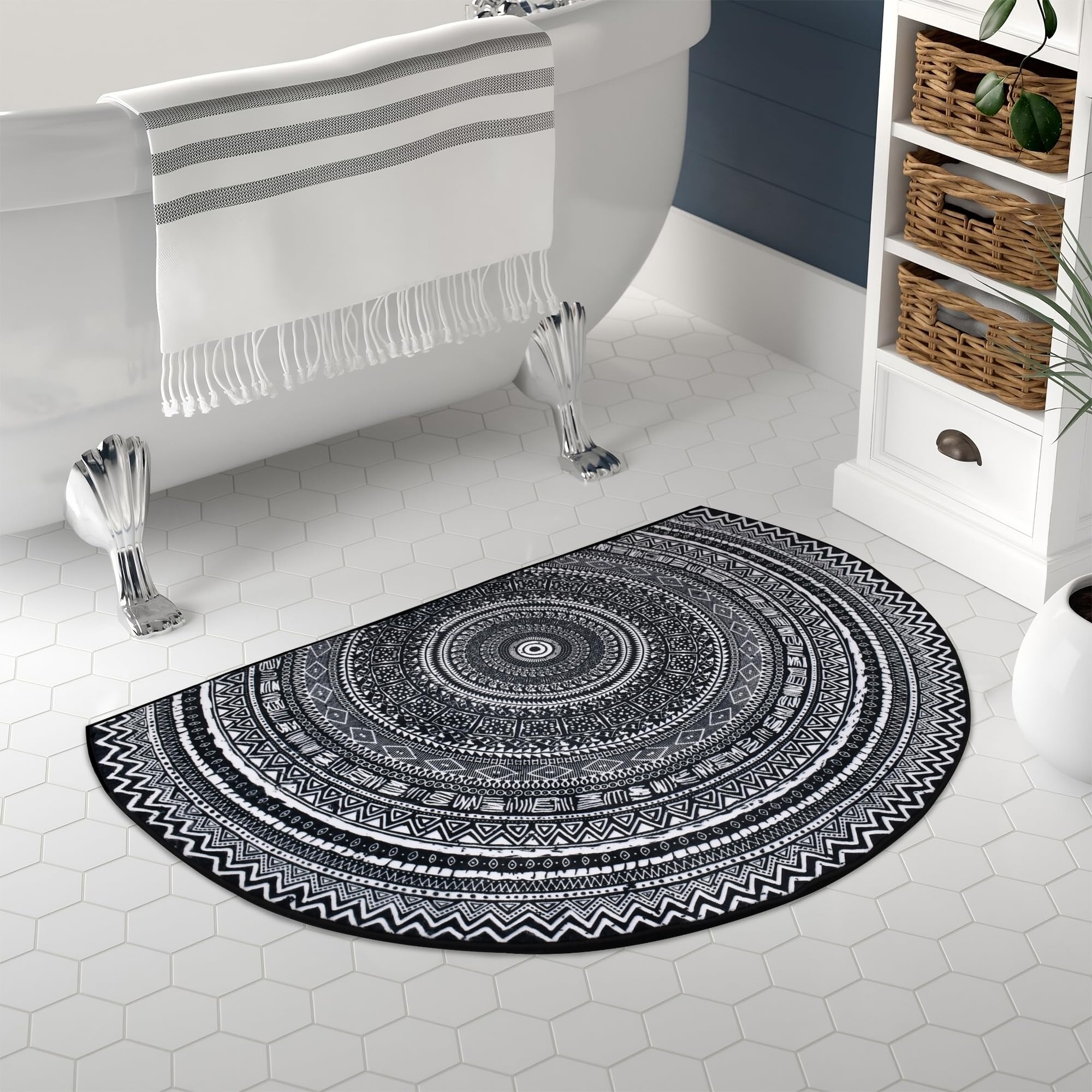 Heavy Welcome Tough Hard Wearing Rubber Edged Half Moon Door Mats 45cm ...