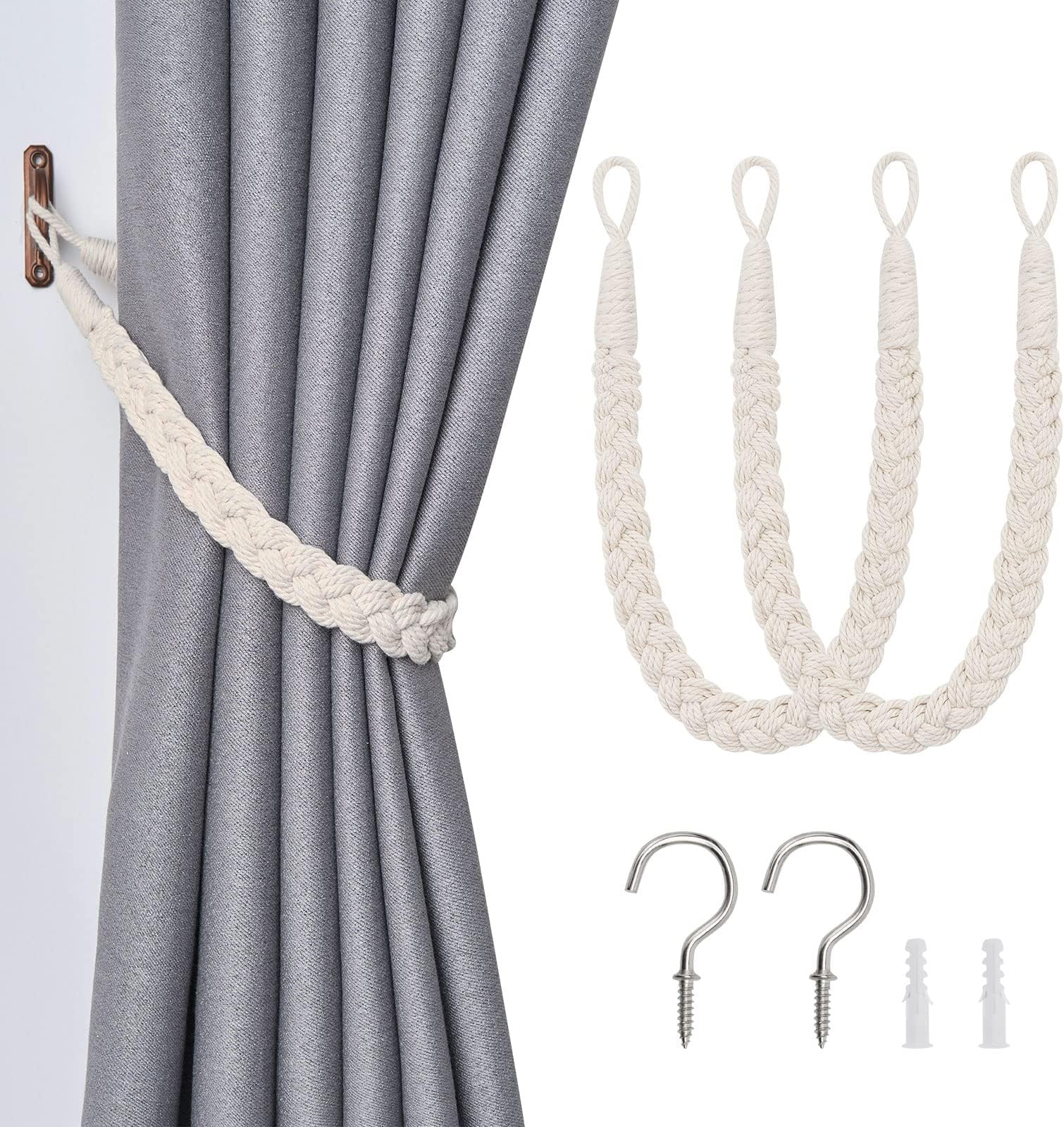 Amazon.com: BEL AVENIR Curtain Rope Tiebacks, Drapery Rope Holdbacks ...