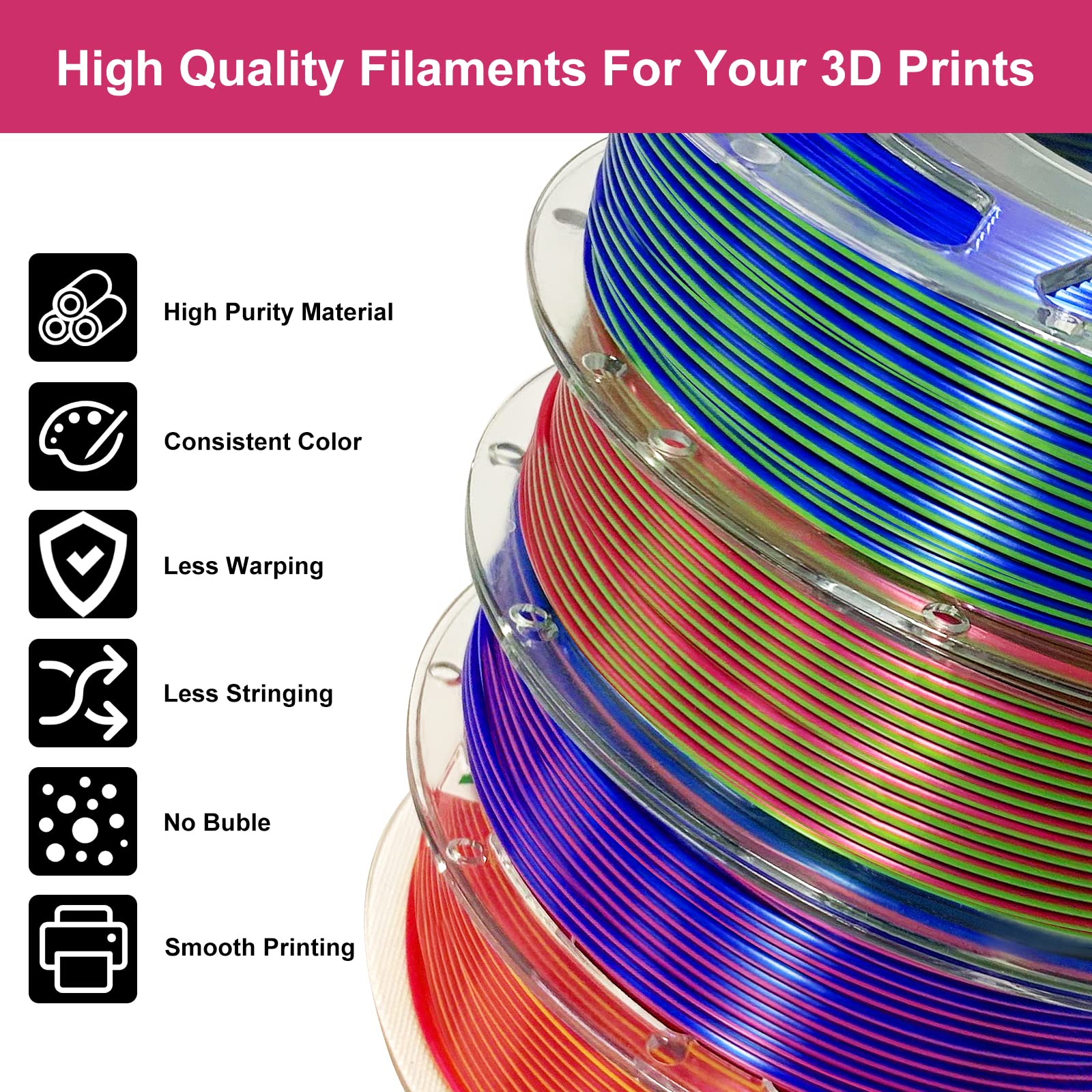 Snapklik.com : PLA 3D Printer Filament,Shiny Silk PLA Filament 1.75mm ...