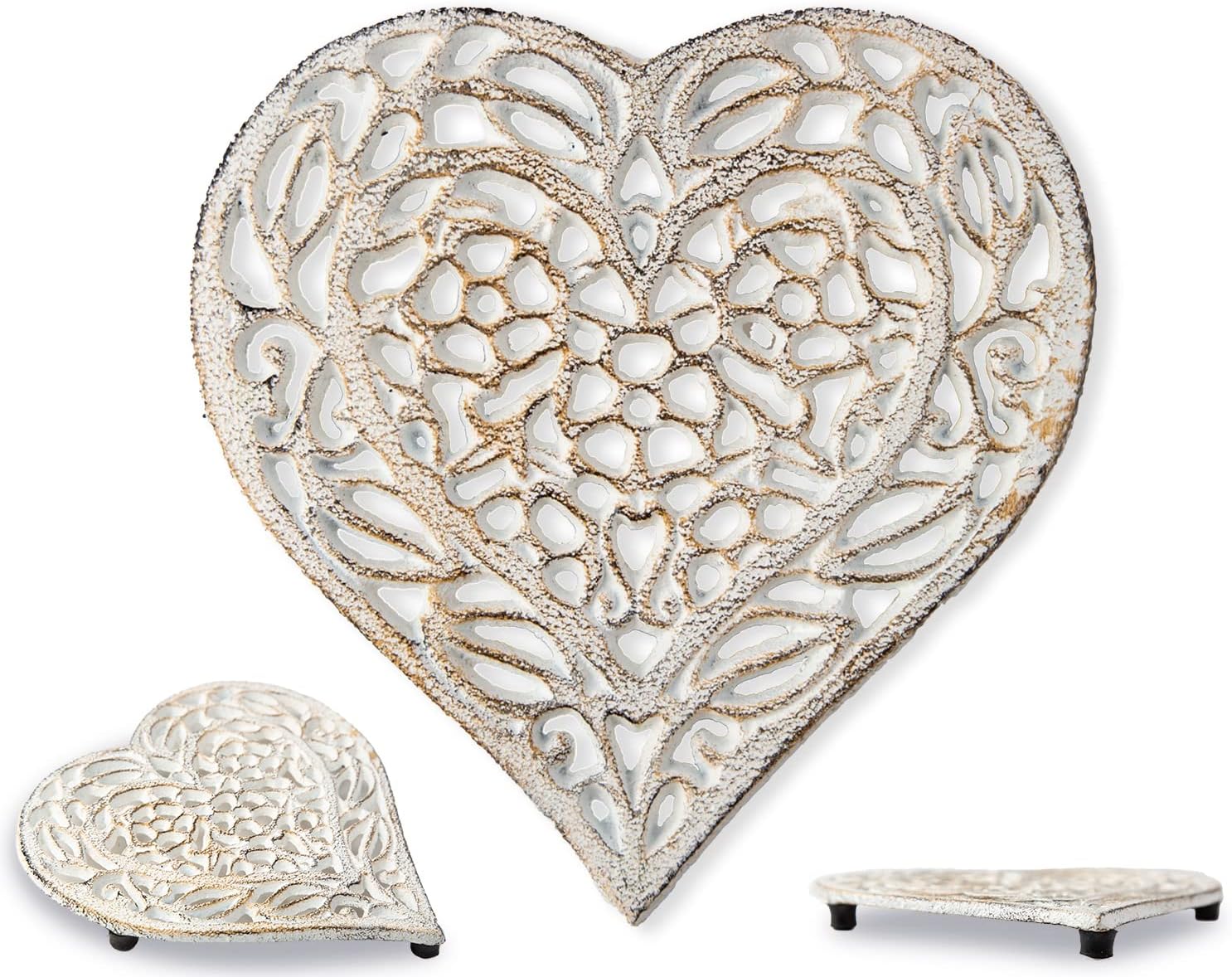 Amazon.com: Cast Iron Heart Trivet | Decorative Cast Iron Trivet for ...