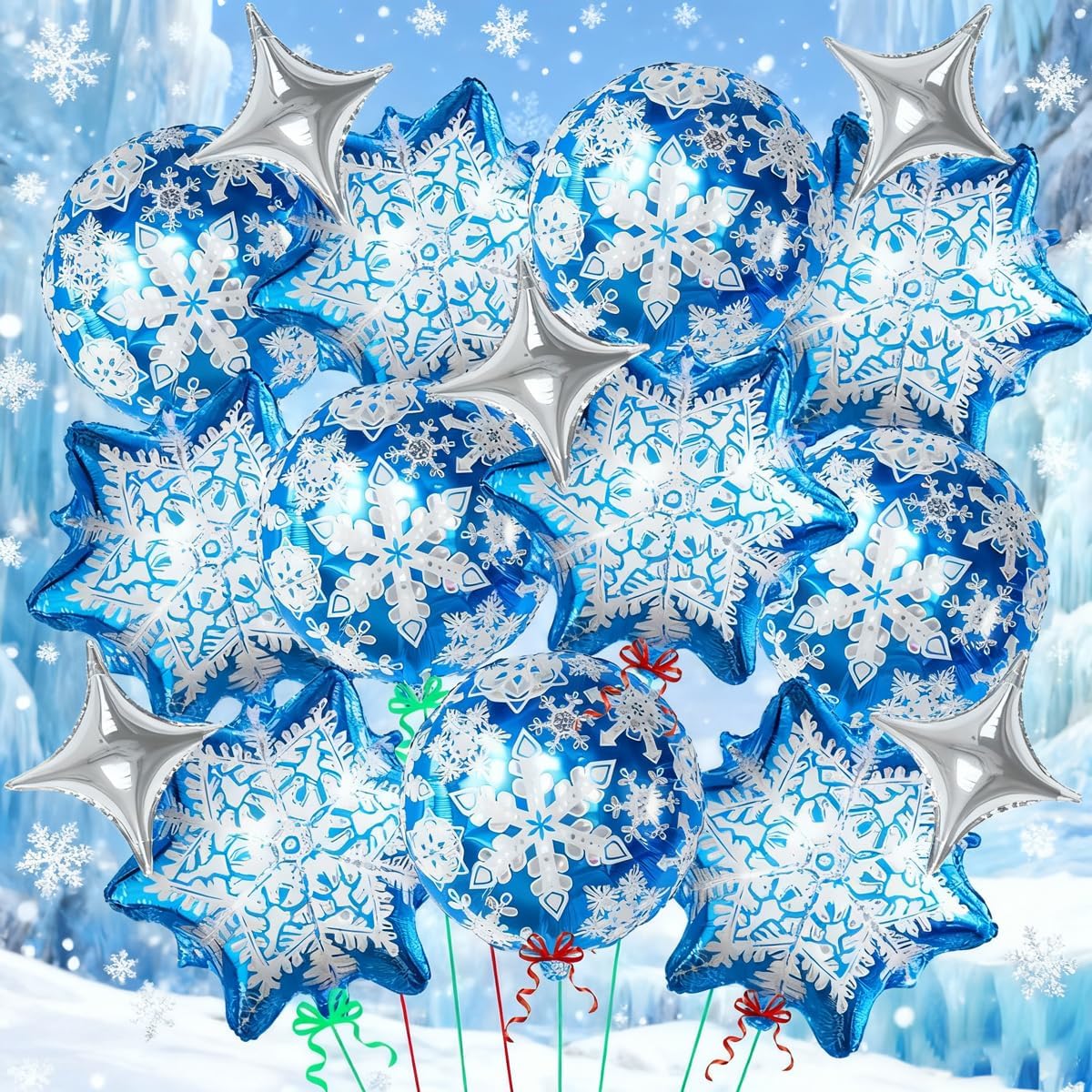 Amazon.com: Snowflake Balloons Sliver Star Balloon Froze Snowflake ...