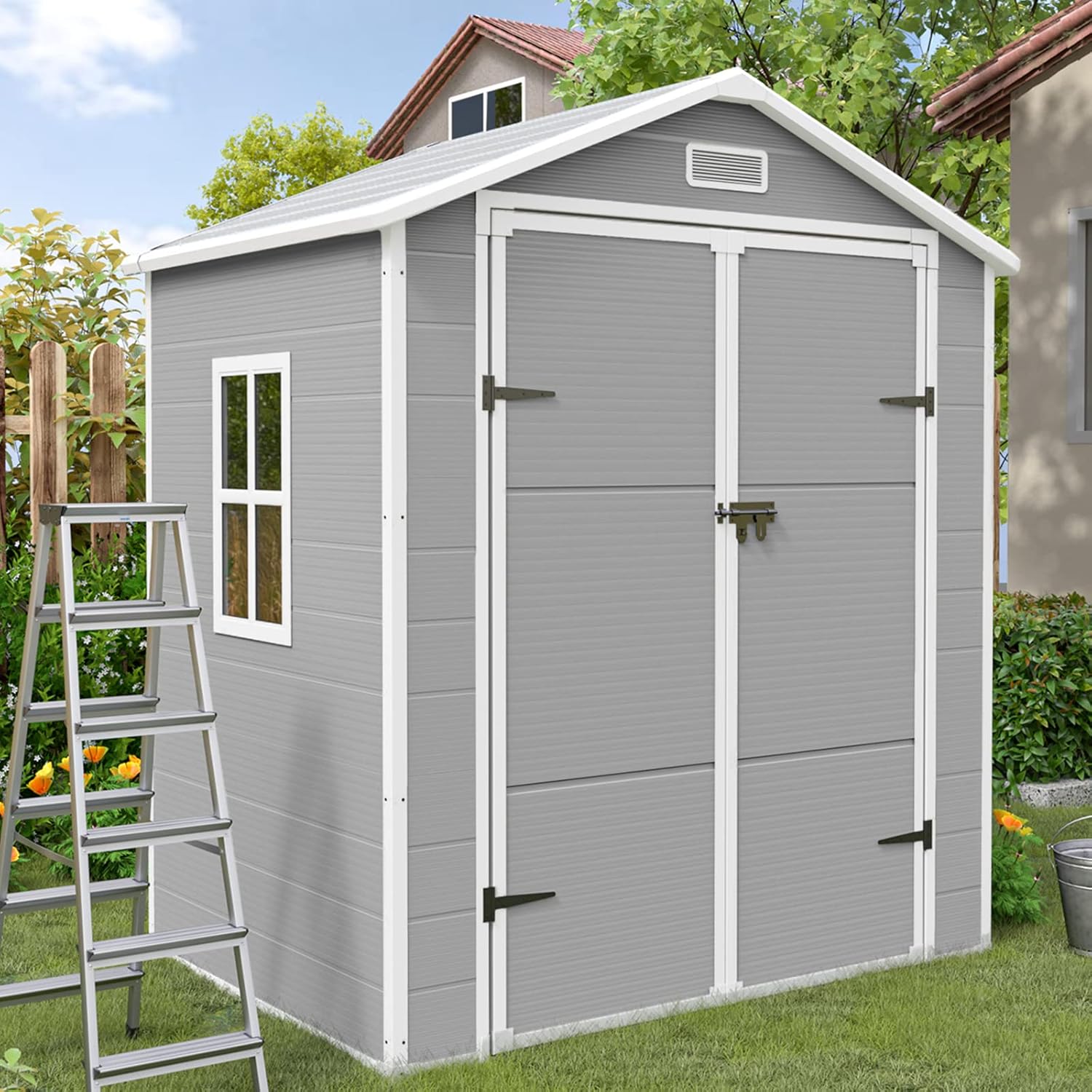 Amazon.com : UDPATIO Outdoor Resin Storage Shed 6x4.5 FT, Plastic ...