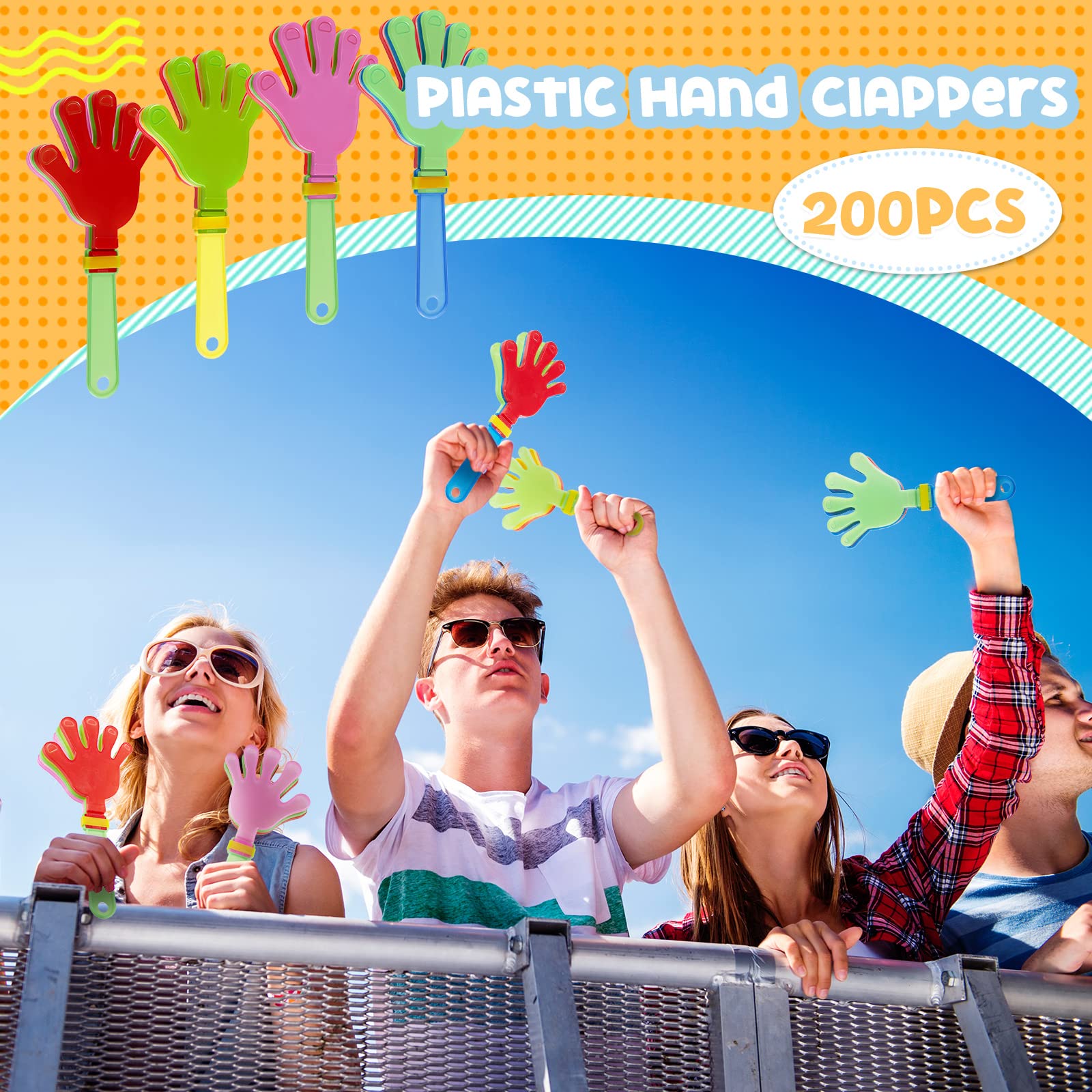 Snapklik.com : Meooeck 120 Pcs 7.5 Inch Hand Clappers Noisemakers Bulk ...