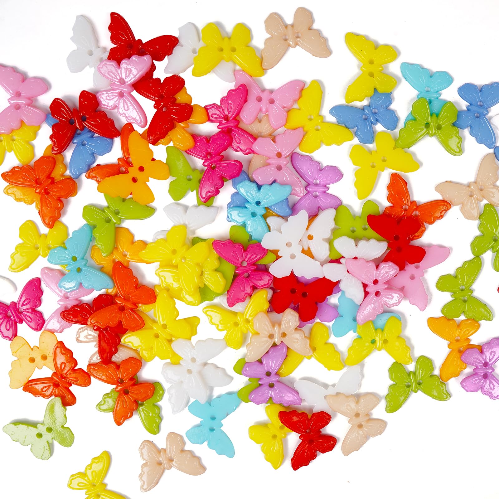 Amazon.com: New 100pcs Mix Butterfly Plastic Buttons 22mm Sewing Craft ...