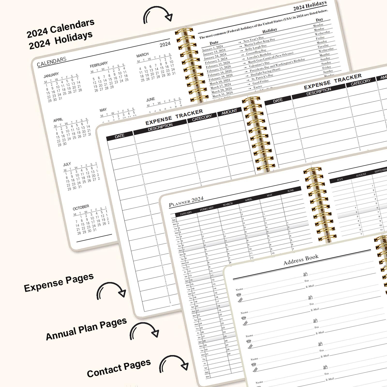 Snapklik.com : 2024 Planner, 2024 Planner Spiral Bound, 2024 Monthly ...