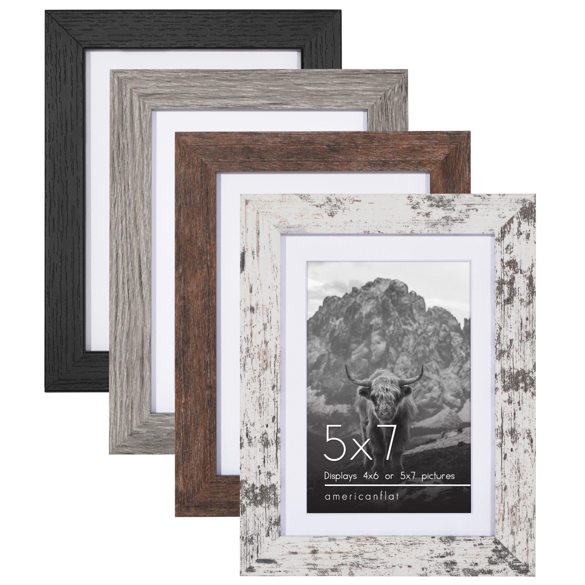 Baijiali 5x7 Picture Frames Set Of 4 Farmhouse Set Of 4 Distressed Wood 5x7 Picture Frames ...