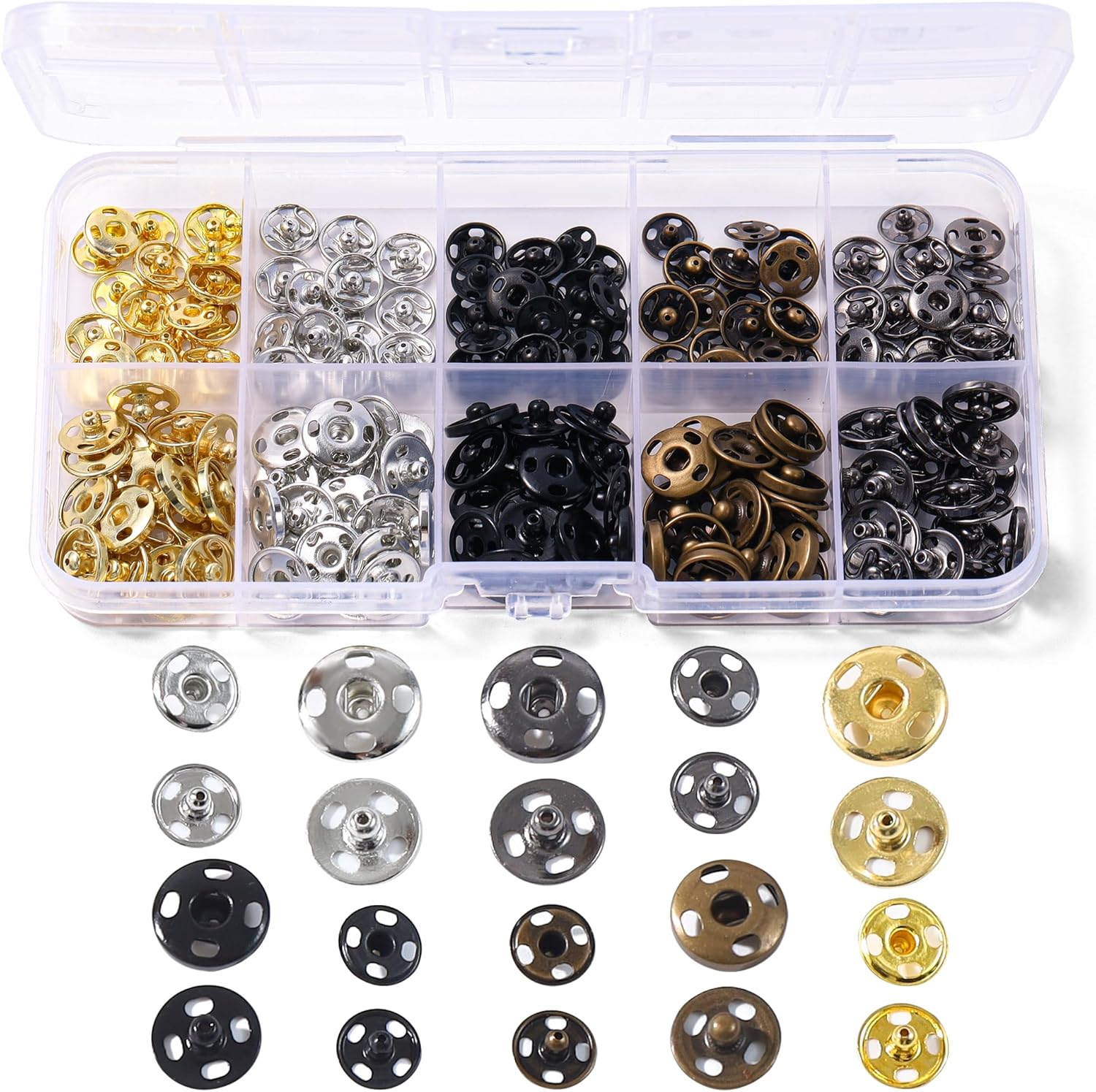 Amazon.com: Scaups 200 Pcs Snaps for Fabric, 8mm and 10mm Fabric Snaps ...