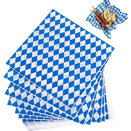 Amazon.com: Hslife 100 Sheets Blue and White Checkered Dry Waxed Deli ...