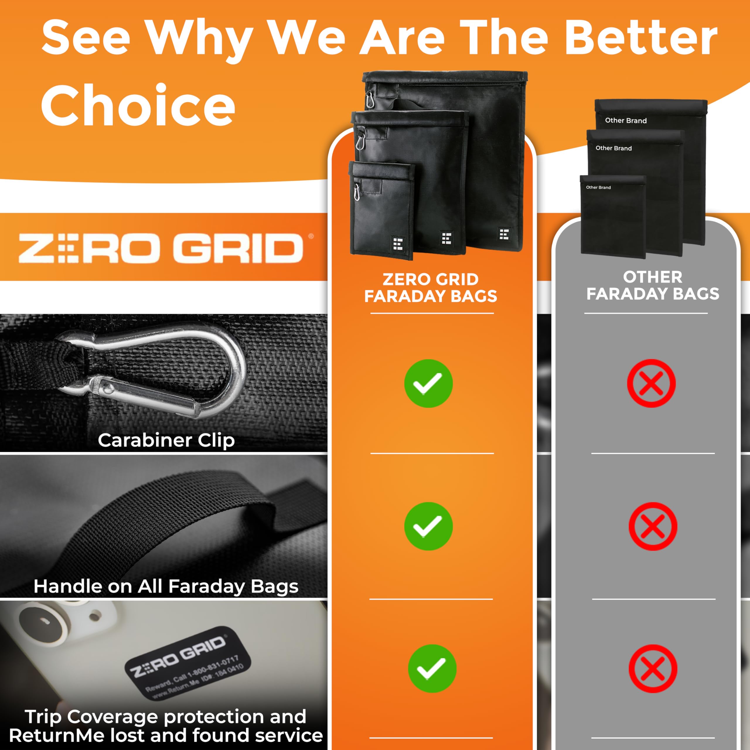 Snapklik.com : Large Faraday Bags 3 Pack Signal Blocking RFID Pouch For ...