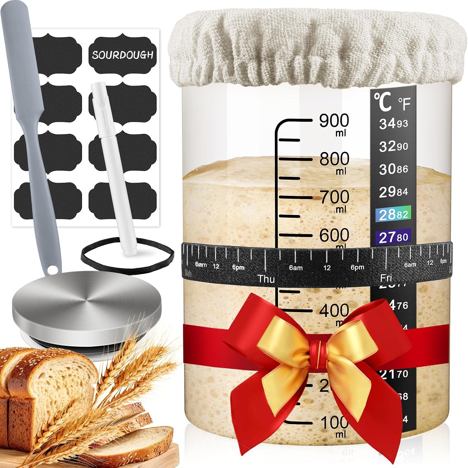 Amazon.com: 2024 Upgrade Sourdough Bread Starter Kit - 35 oz Large ...