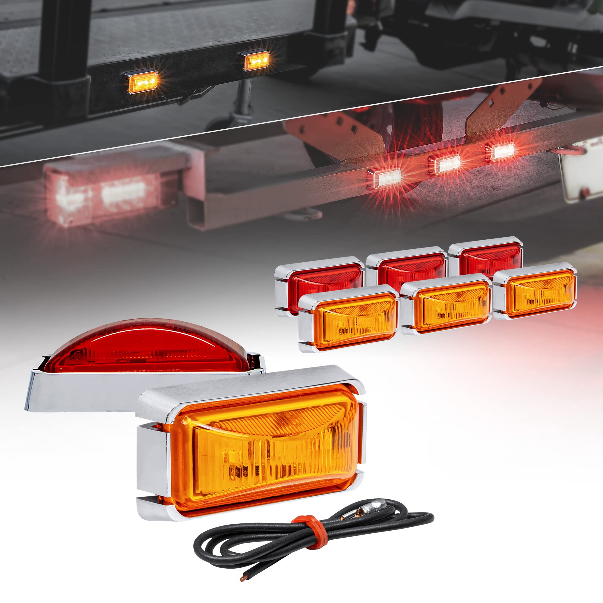 Snapklik.com : TRUE MODS 8pc 2.5" Amber + Red LED Trailer Marker Light ...