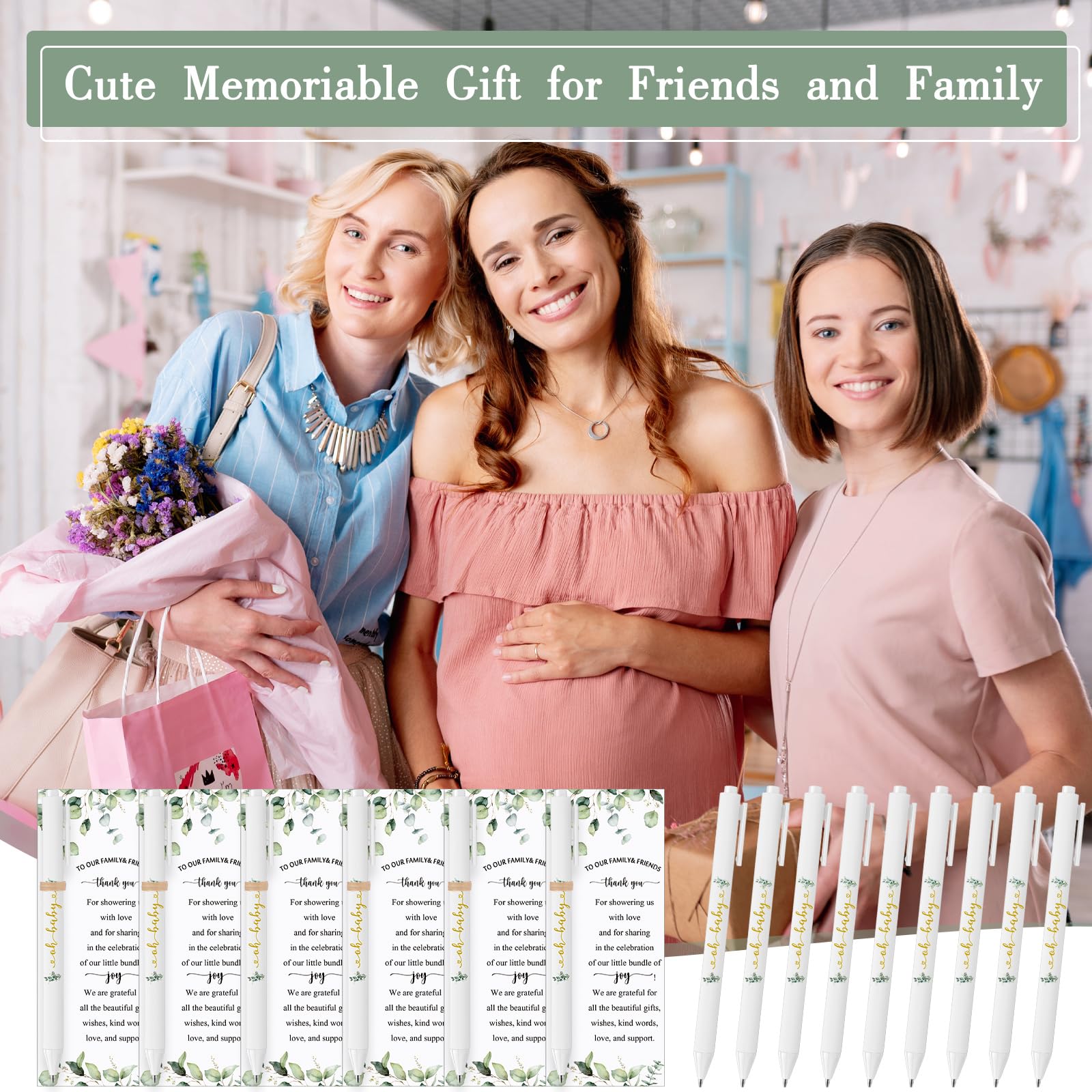Snapklik.com : Tenceur 30 Set Baby Shower Pens Greenery Baby Shower ...