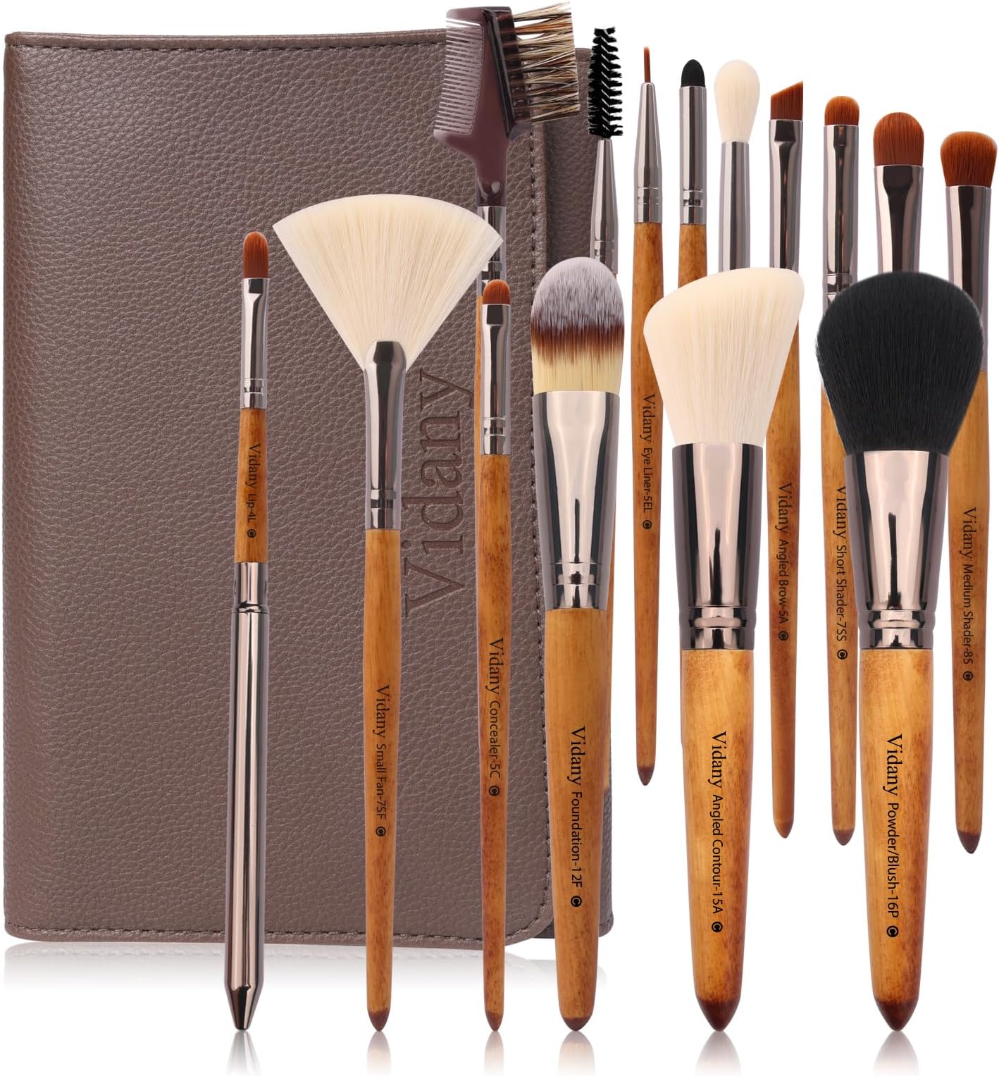 Amazon.com: Vidany Makeup Brush Set: 15pcs Walnut Wooden Makeup Brushes ...