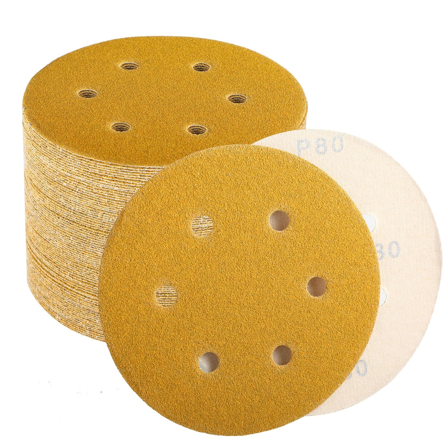 Keeimp 6 Inch Sanding Discs Hook and Loop, 80 120 220 320 400 Grit ...