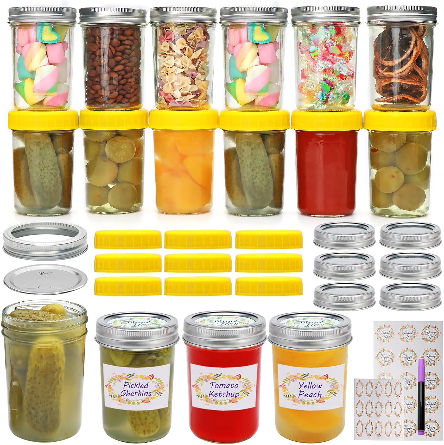 Amazon.com: Brajttt Mason Jars 8 oz, Glass Jars With Regular Lids and ...