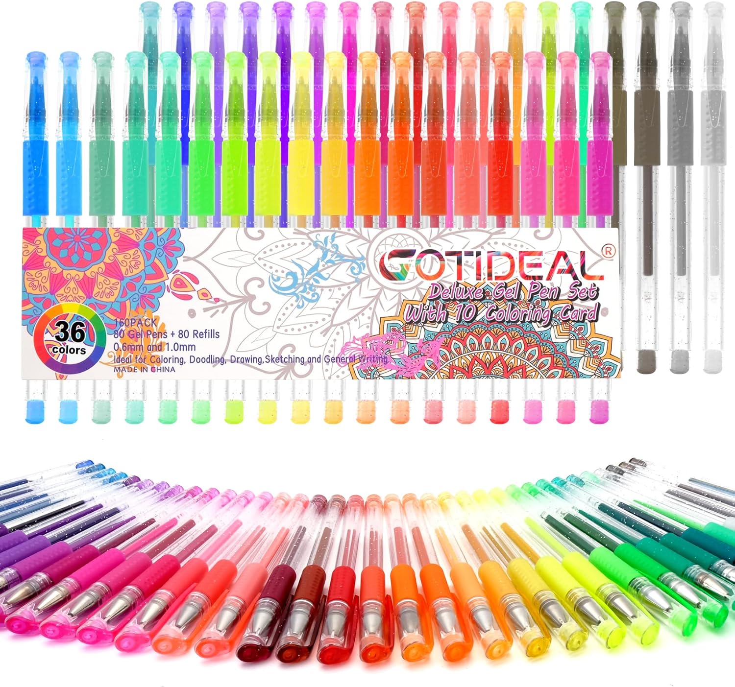 Amazon.com : GOTIDEAL 36pcs Glitter Gel Pens for Coloring, Colored Gel ...