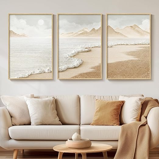 Amazon.com: Framed Boho Beach Coastal Wall Art for Living Room, Large ...