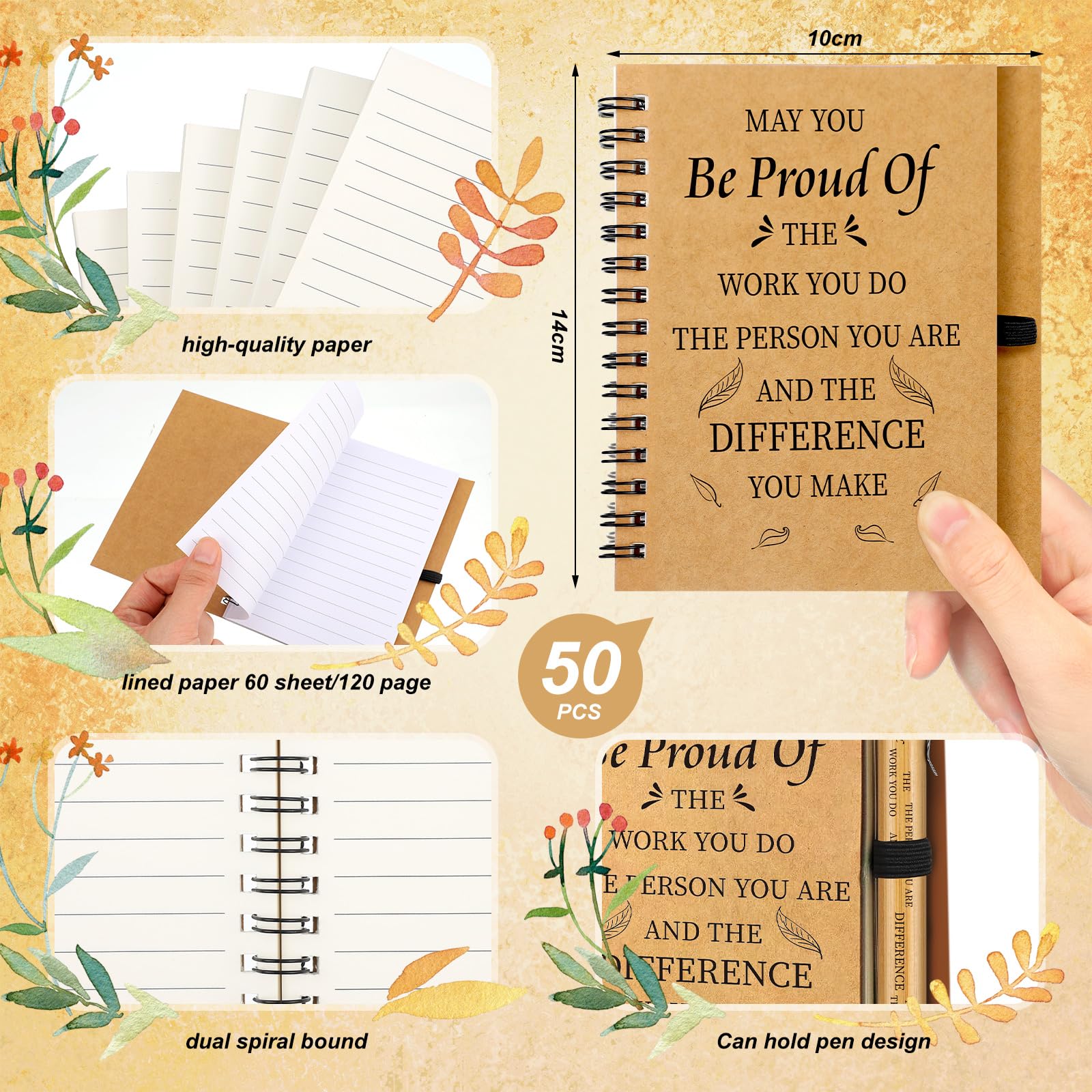 Yeaqee 50 Set Inspirational Gifts Small Notepads Bulk Inspirational ...