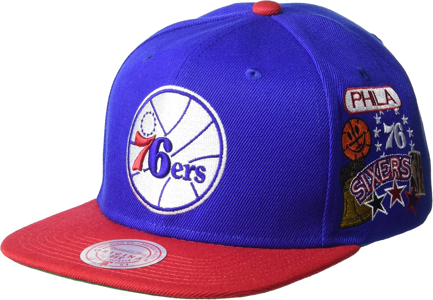Amazon.com: Mitchell & Ness Philadelphia 76ers Patch Overload Snapback ...