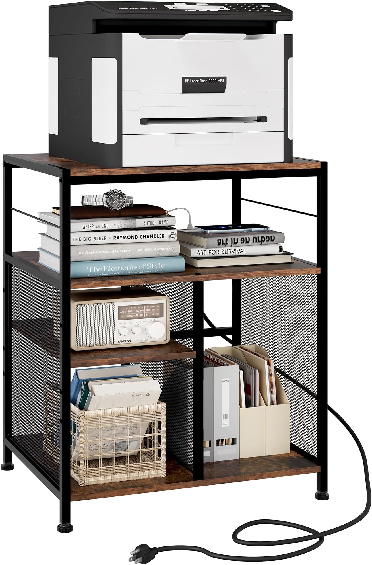 Amazon.com: TQVAI Large Printer Stand with Storage Shelf Power Outlet ...