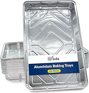 ebake Aluminium Foil Trays - 10 Pack Disposable Foil Containers (32cm x 20cm x 3cm) - Large ...