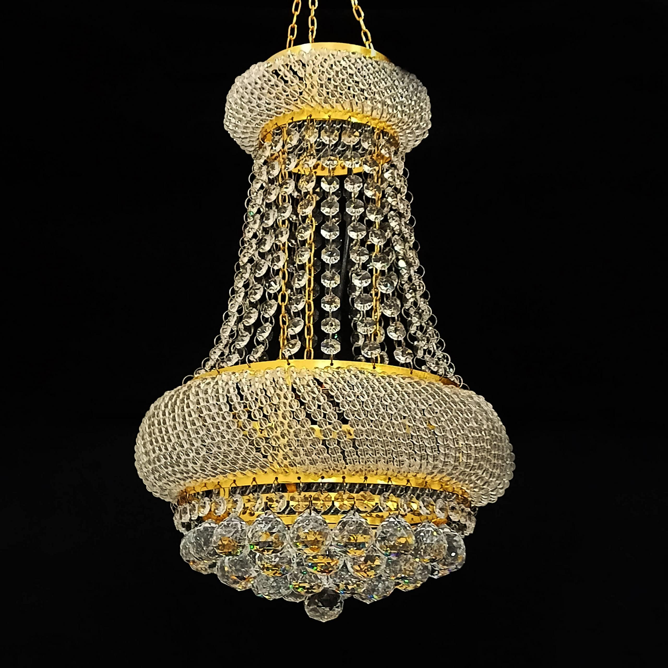 Buy INTERIOR HANDICRAFT Golden Crystal Chandelier Jhoomer Hanging ...