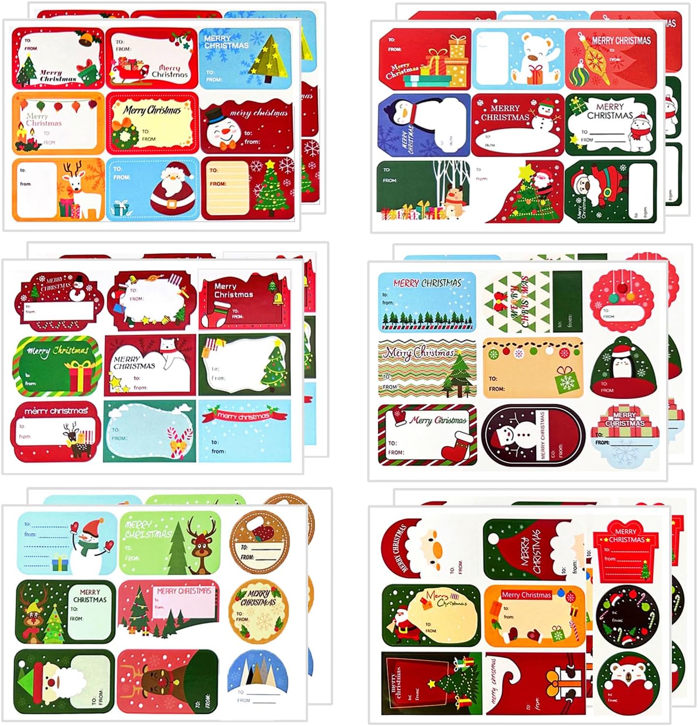 Amazon.com: 120 Pieces Christmas Gift Tags Christmas Gift Stickers ...