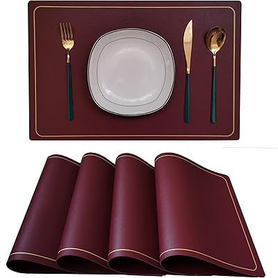 Amazon.com: Jovono Wipeable Placemats Leather Table Mats Waterproof ...