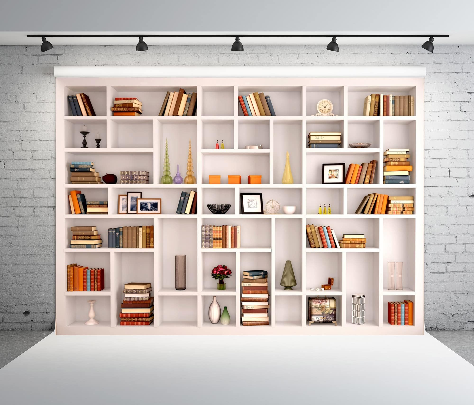 Amazon.com : VitalCozy 8x6ft Bookshelf Backdrop Wooden Bookcase Library ...